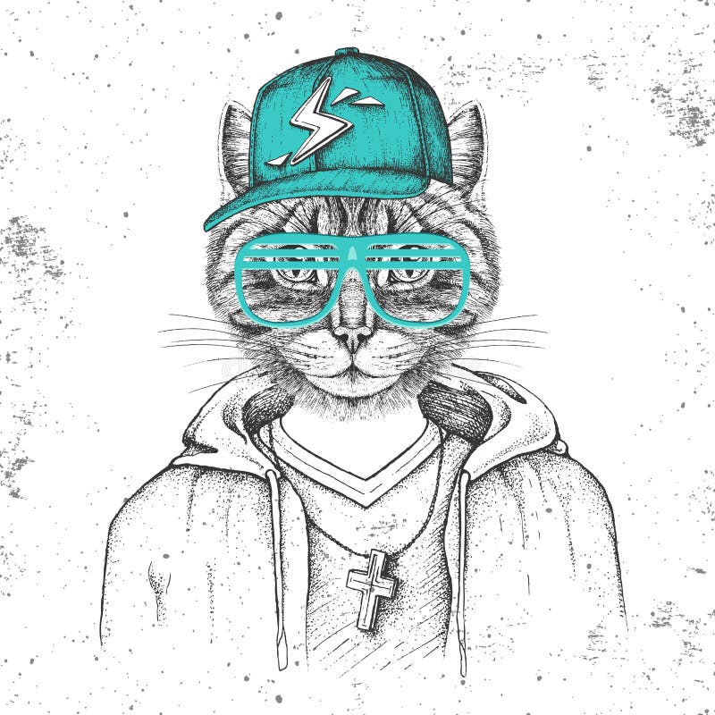 Rapper Cat Illustration Stock Illustrations – 119 Rapper Cat ...