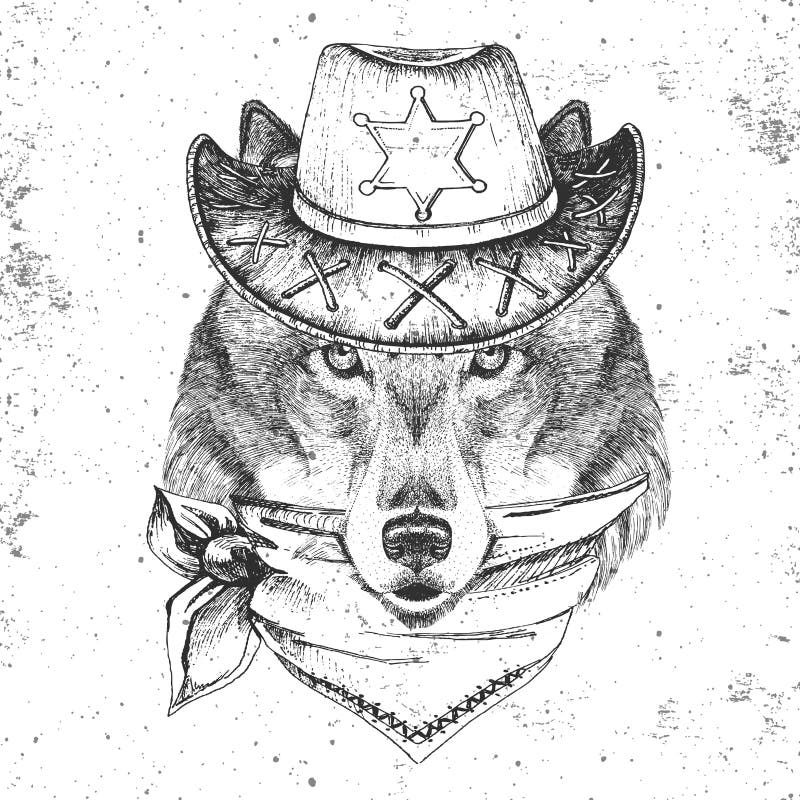 Hipster Animal Wolf. Hand Drawing Muzzle of Wolf Stock Vector ...