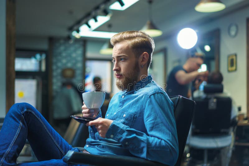 Hipster in barber shop stock photo. Image of people, lifestyles - 75476818