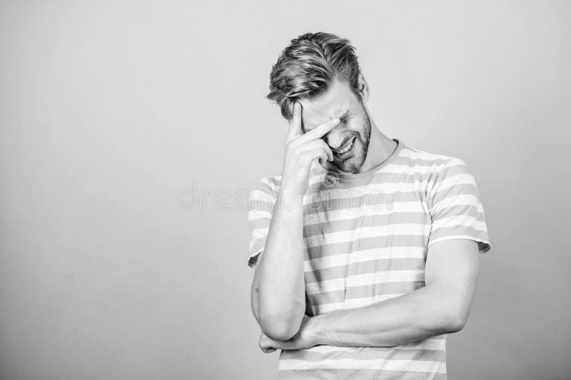 Hipster Bearded Face Not Sure in Something. Hard Question. Man Serious ...