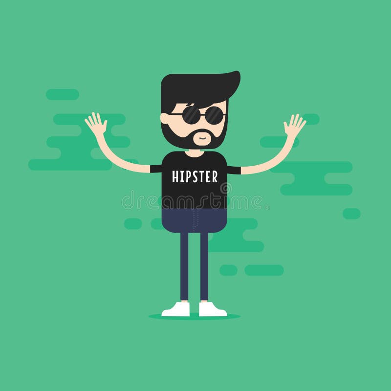 Hipster cartoon character. stock vector. Illustration of jeans - 98352003