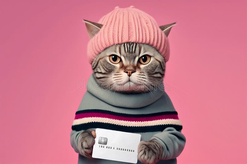 Hipster Cat with Credit Card in His Paws. Generative AI Stock Image ...