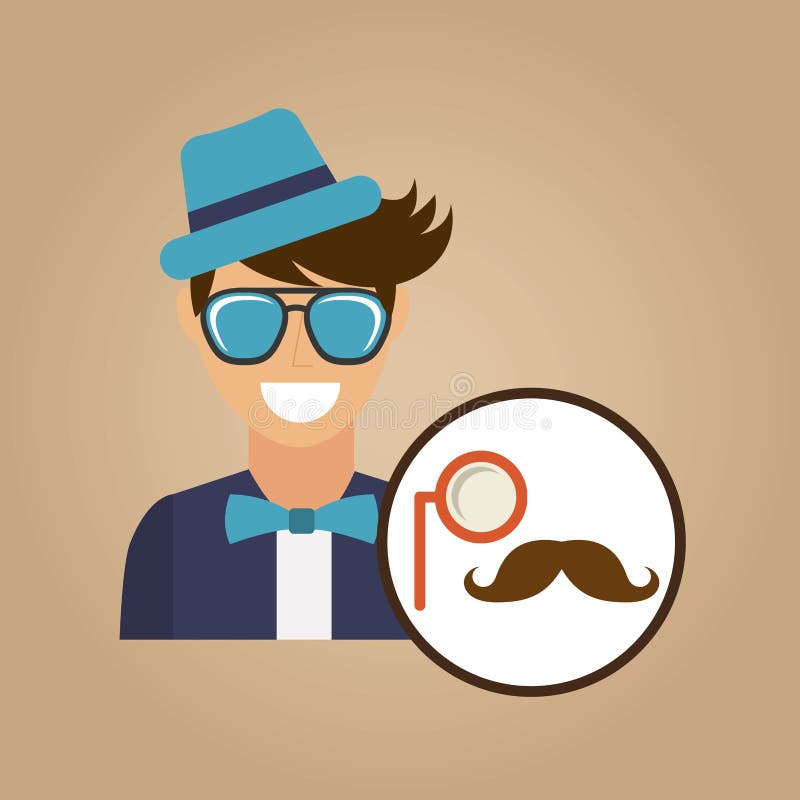 Hipster Character Monocle and Mustache Vintage Icon Stock Vector ...