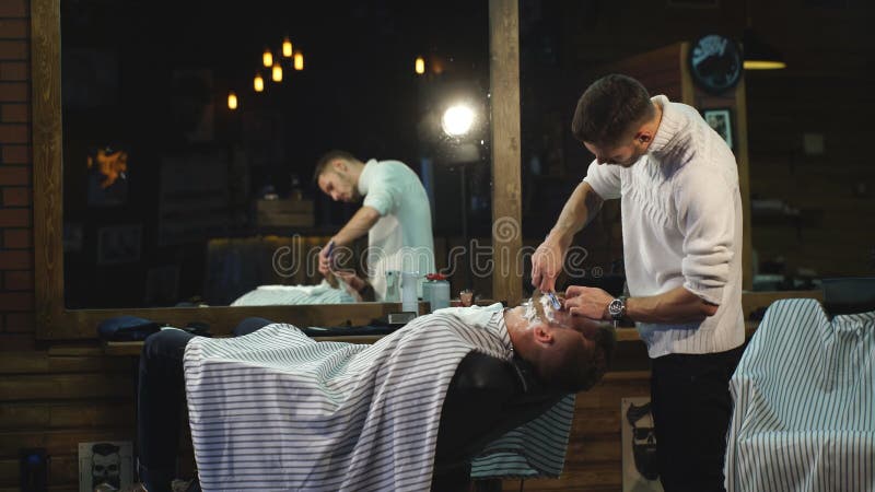 Hipster Client Visiting Barber Shop Stock Footage - Video of clean ...