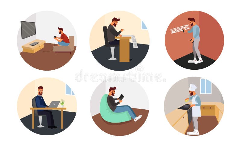 Hipster in Different Life Situations Stock Vector - Illustration of ...