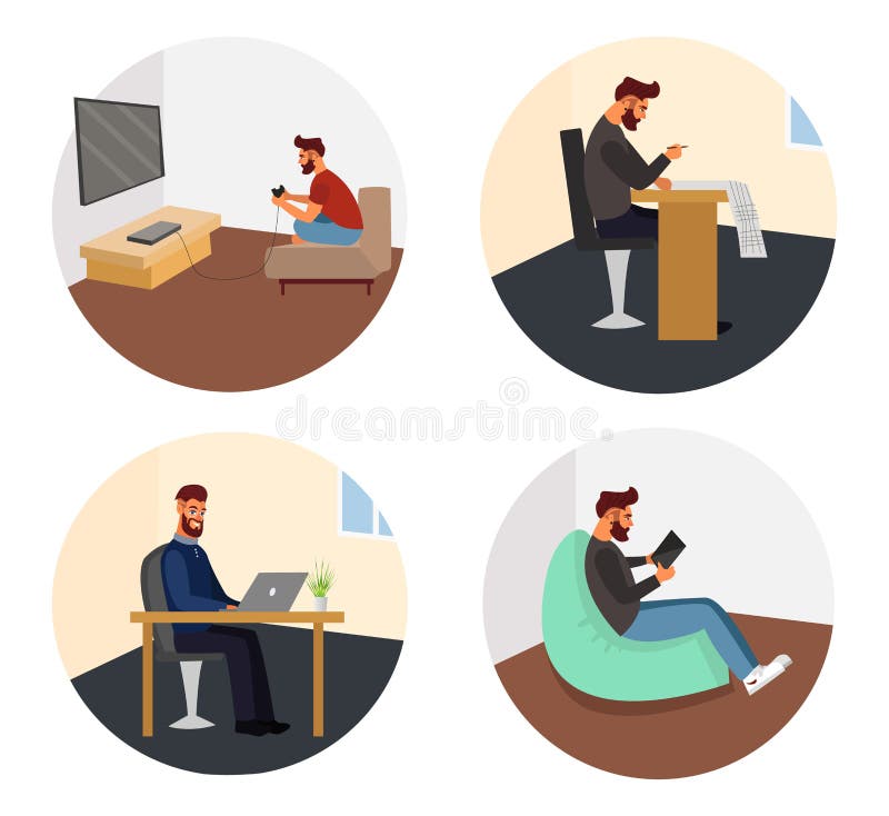 Hipster in Different Life Situations Stock Vector - Illustration of ...