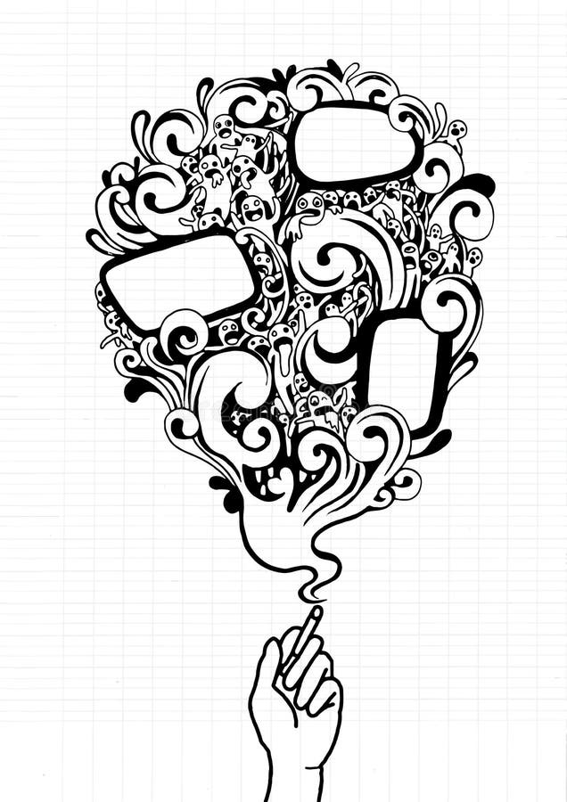 Hipster Doodle Monster Appears In Cigarette Smoke Doodle Stock Vector ...