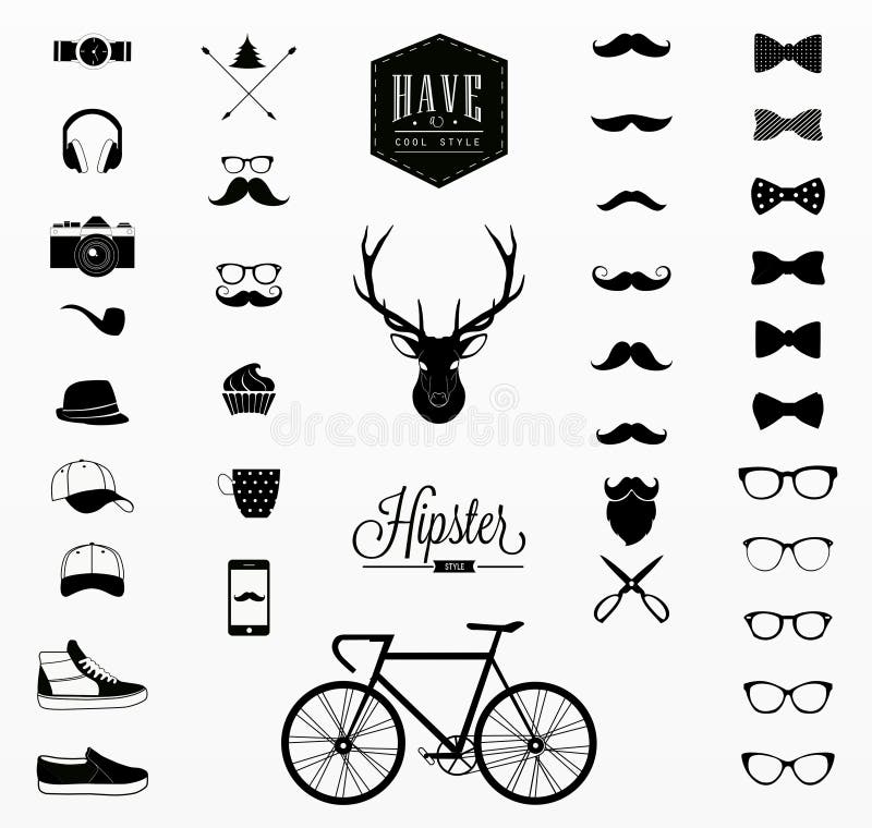 Hipster Fashion Style Vector Set Stock Vector - Illustration of hipster ...