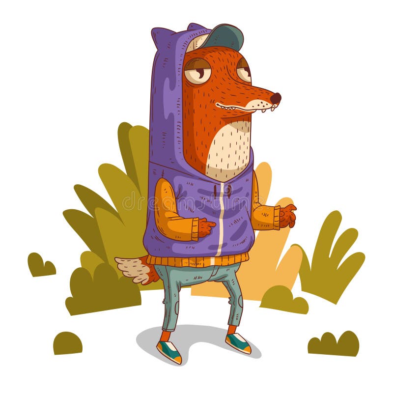 A Hipster Fox, Vector Illustration. Calm Casually Dressed ...