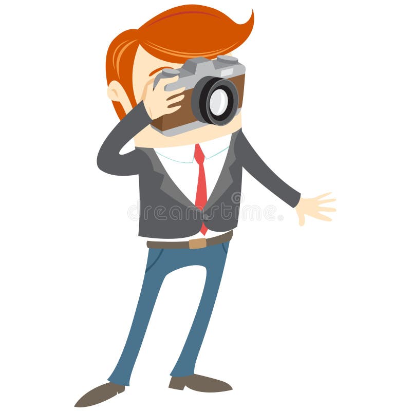 Hipster Funny Man with Camera. Flat Style Stock Illustration ...