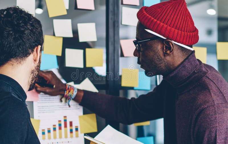 Hipster Guys Discussing Creative Ideas for Projects Checking ...