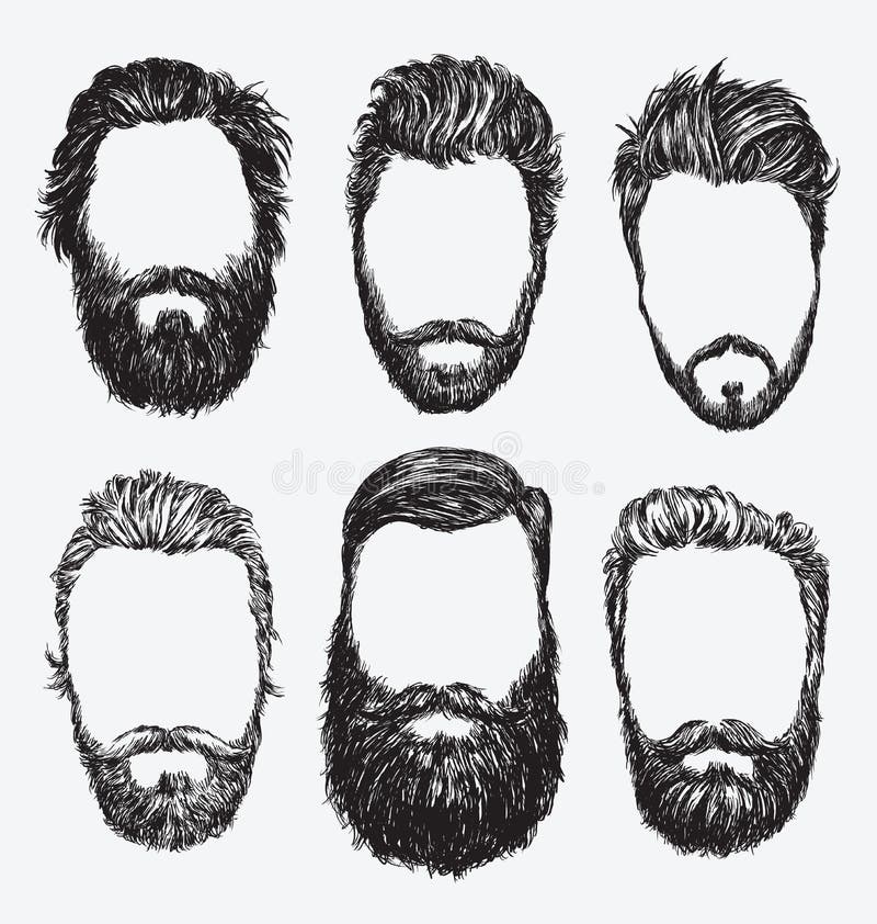 Hipster Hair and Beards, Fashion Vector Illustration Set. Stock Vector ...