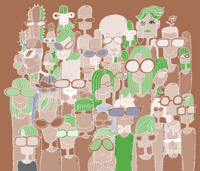 Doodle Crowd Business People on Meeting Room Vector Illustration Stock ...