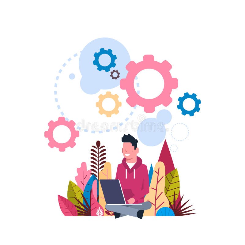 Hipster Hard Working Process Wheel Gear Generating Processing Concept ...