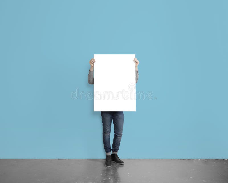 Hipster holding poster stock image. Image of creative - 36185557
