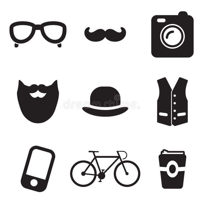 Hipster icon set. stock vector. Illustration of pictogram - 34956519