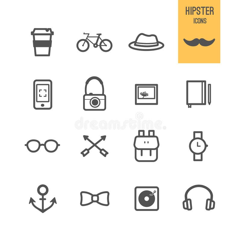 Hipster icons set. stock vector. Illustration of design - 52974915