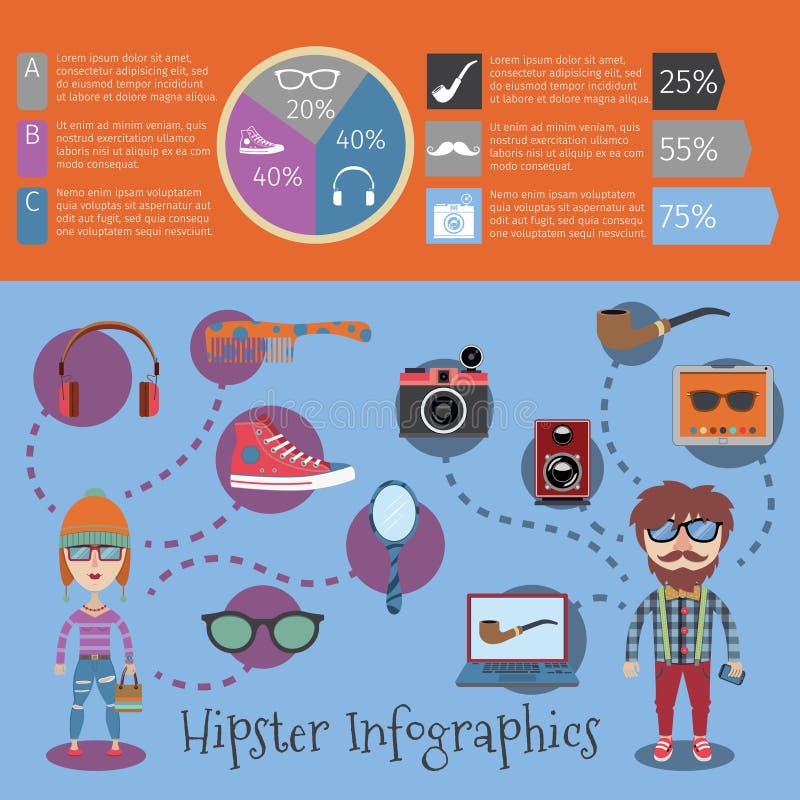 Hipster Infographics with Fashion Design Elements Stock Vector ...
