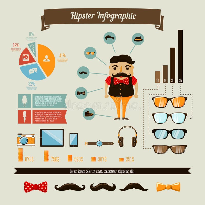 Hipster Infographics with Fashion Design Elements Stock Vector ...