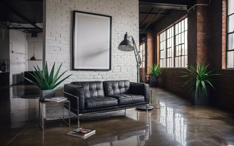 Hipster Interior Design Wall Mockup Showcase Stock Illustration ...