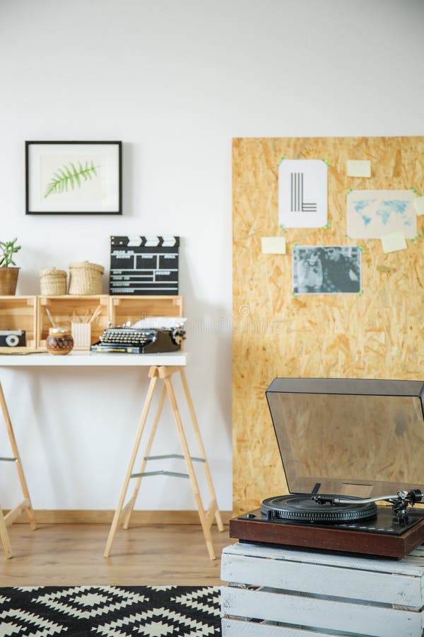 Hipster Interior with Gramophone Stock Photo - Image of natural ...