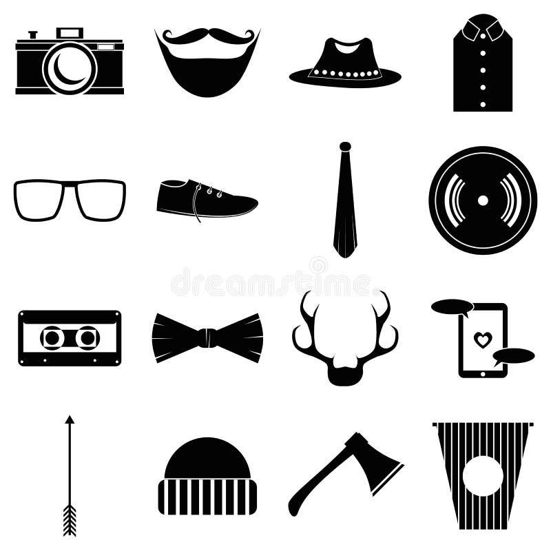 Hipster Items Icons Set, Simple Style Stock Vector - Illustration of ...