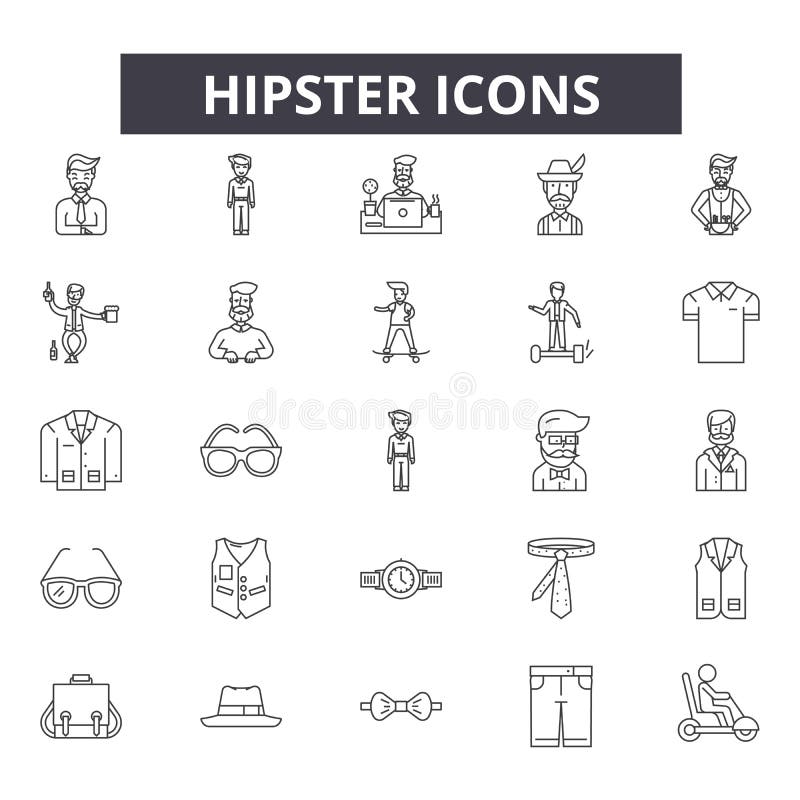 Hipster Line Icons, Signs, Vector Set, Outline Illustration Concept ...