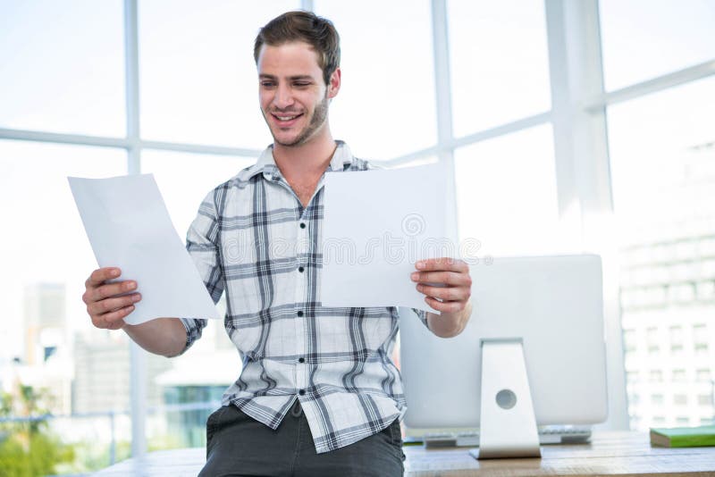 Hipster Man Looking at Document Stock Image - Image of professional ...