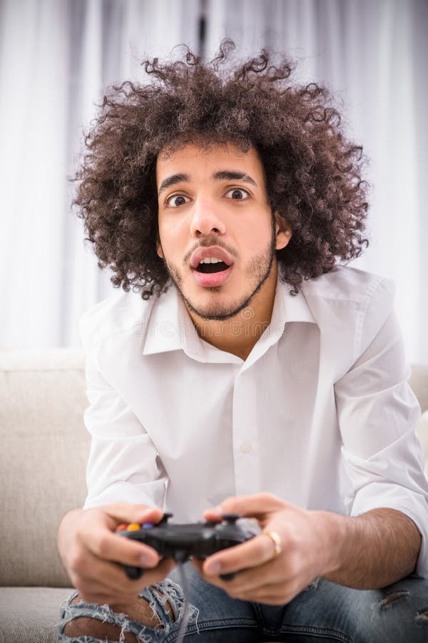 Hipster Man Playing Computer Games Stock Photo - Image of digital, male ...