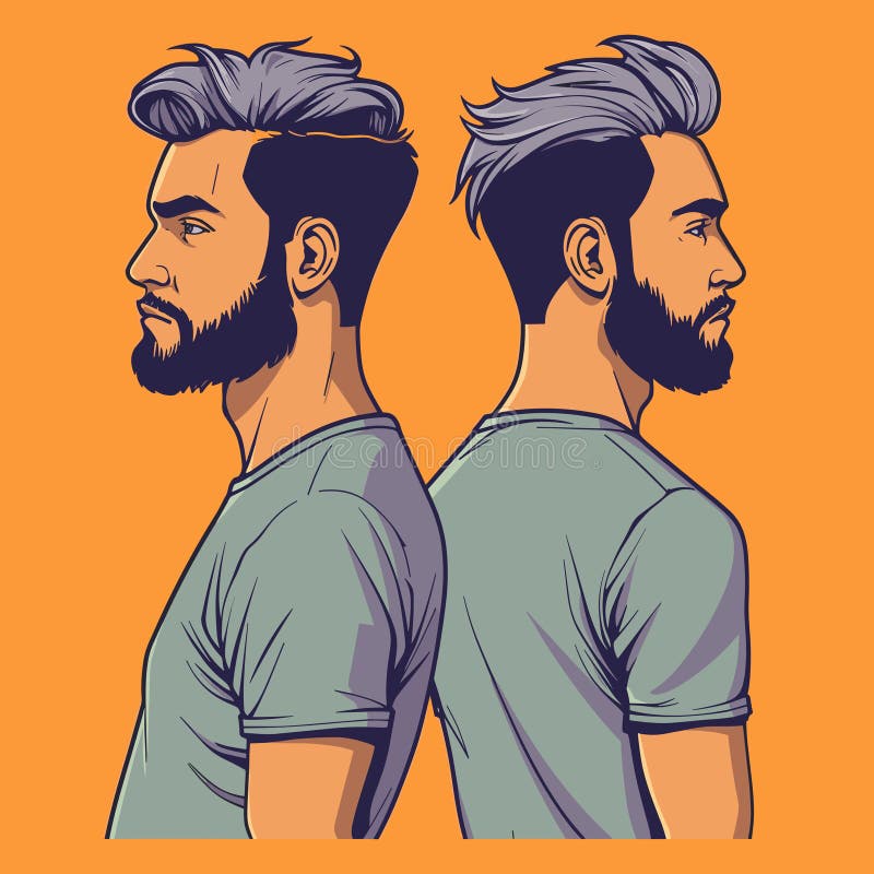 Hipster Men with Beard and Mustache Cartoon Vector Illustration Graphic ...