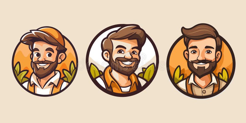 Hipster Men in Circle Avatars Set. Vector Illustration Stock Vector ...