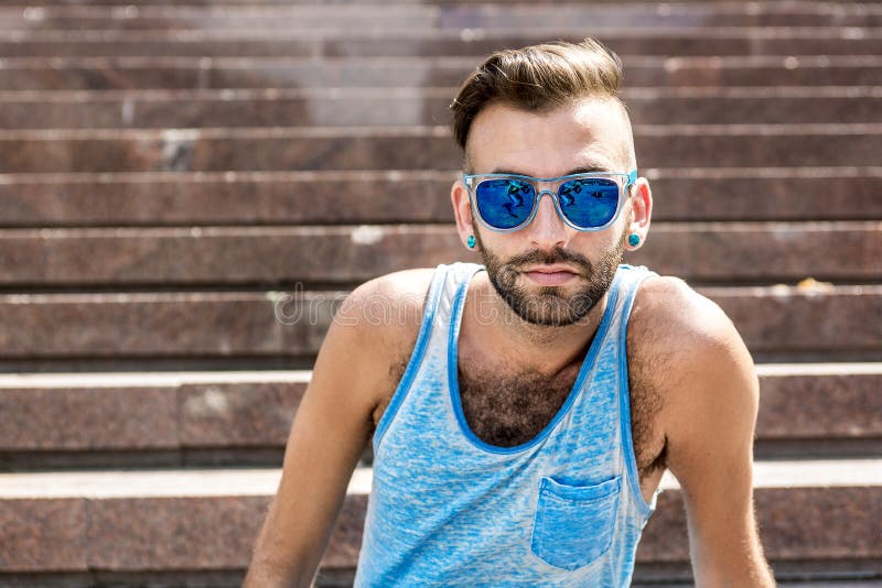 Hipster men stock image. Image of looking, positive, beard - 58214795