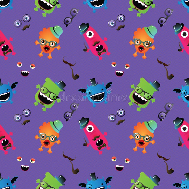 Alien and Monsters - Seamless Pattern Stock Vector - Illustration of ...