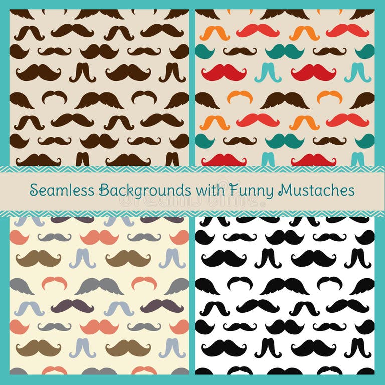 Hipster Mustaches Vector Seamless Patterns Stock Vector - Illustration of design, moustache ...