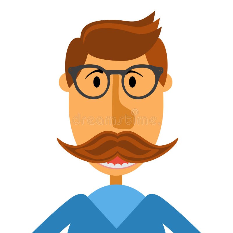 Hipster Nerd Glasses And Stylish Mustache On White Stock Vector