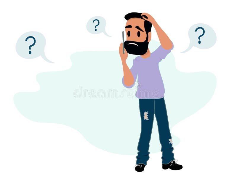 The Hipster is on the Phone. he is Upset and Confused. Serious ...