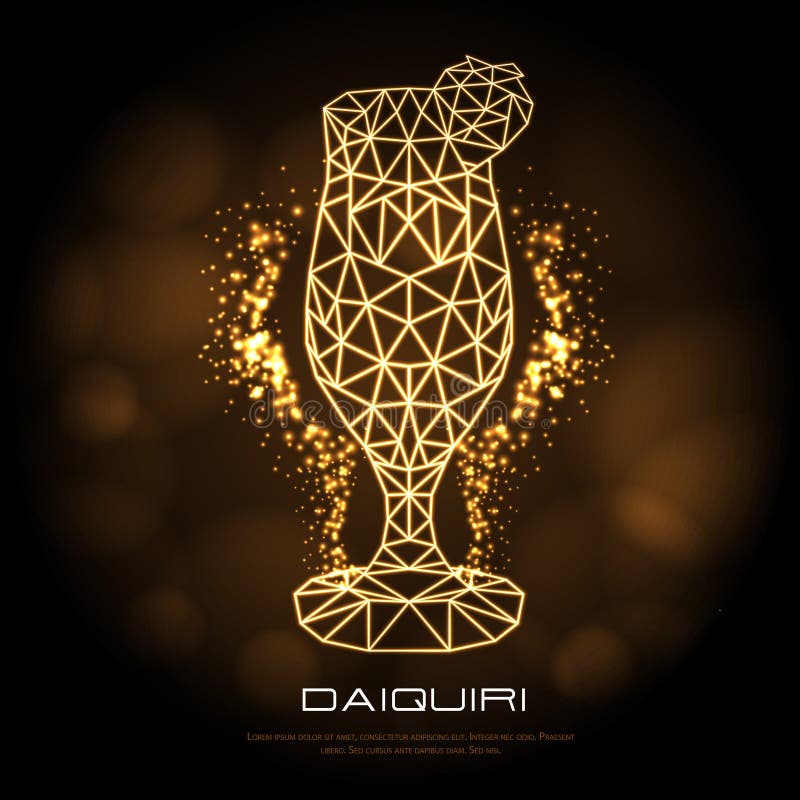 Hipster Polygonal Cocktail Daiquiri Neon Sign. Stock Vector ...