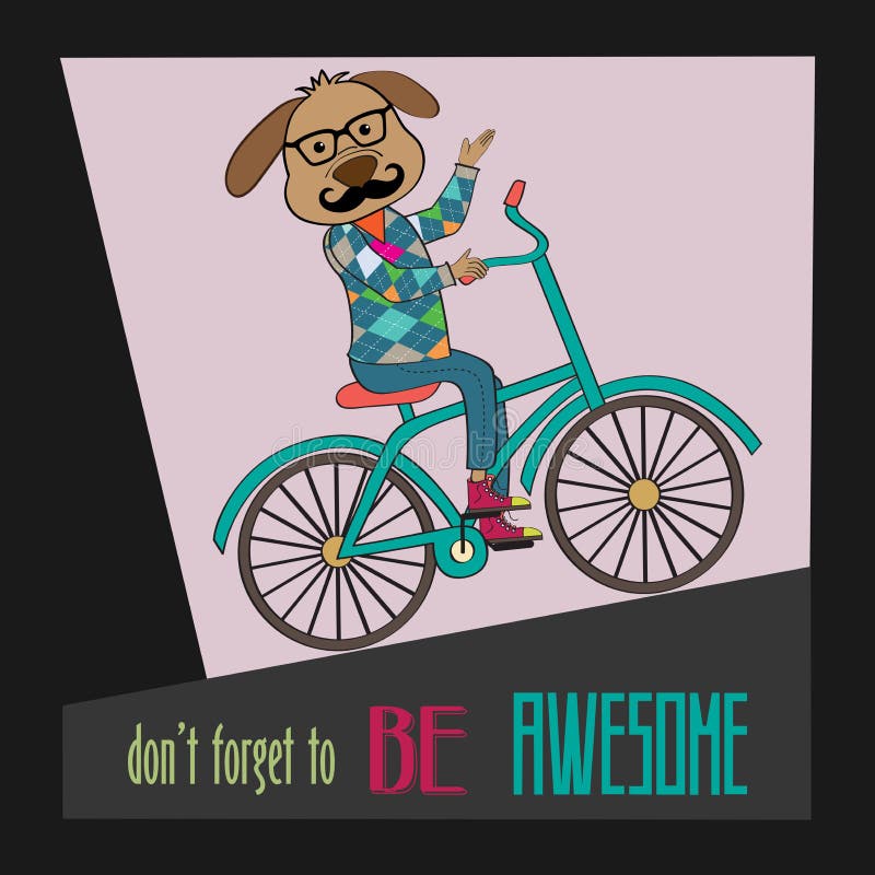 Dog Riding Bike Cartoon