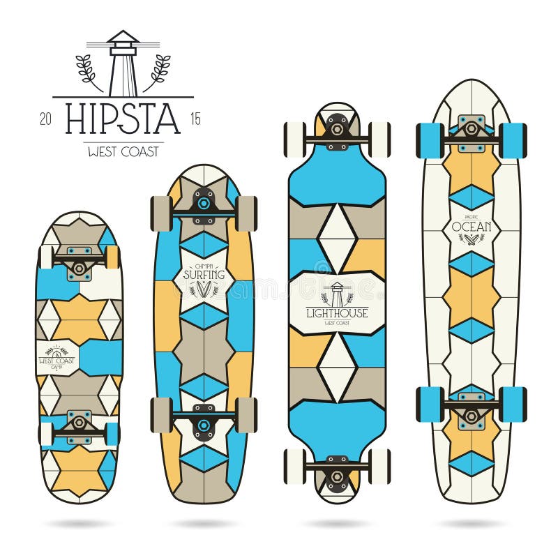 Hipster Print for Longboard Stock Vector - Illustration of geometric ...