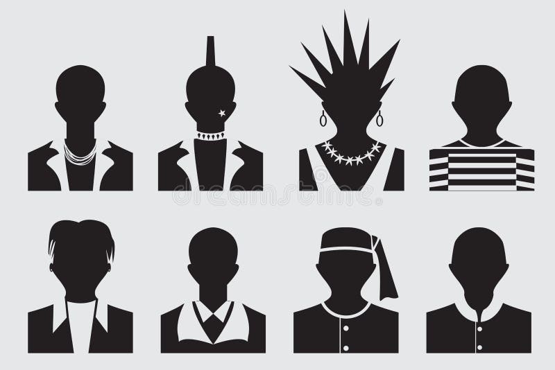 Hipster,punk, Emo, Rockstar and Prisoner Avatar Stock Vector ...