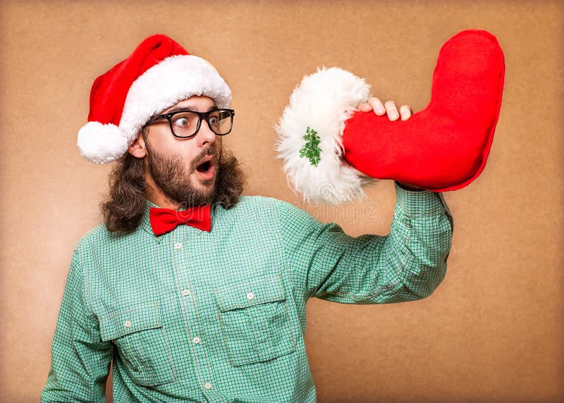 Hipster Santa Claus stock photo. Image of eyeglasses - 35000010