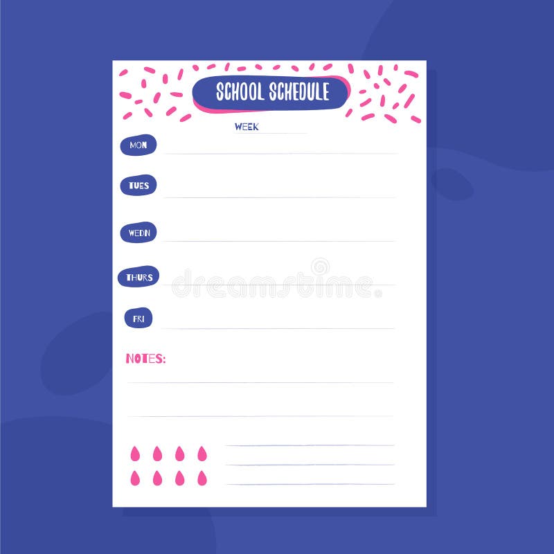 Hipster School Schedule Design Template with Elements. Vector Template ...