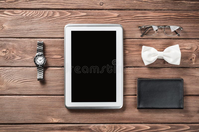 Hipster Set on Wooden Table Stock Photo - Image of stuff, group: 79693510
