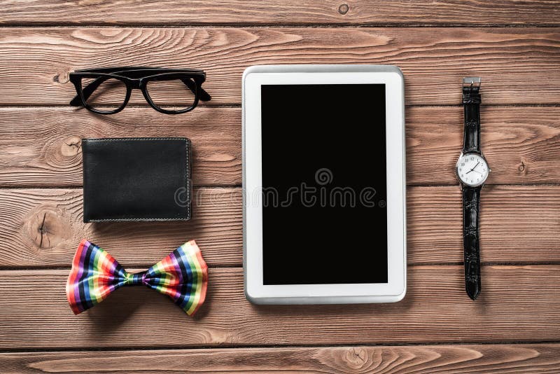 Hipster Set on Wooden Table Stock Image - Image of still, gadget: 83162457