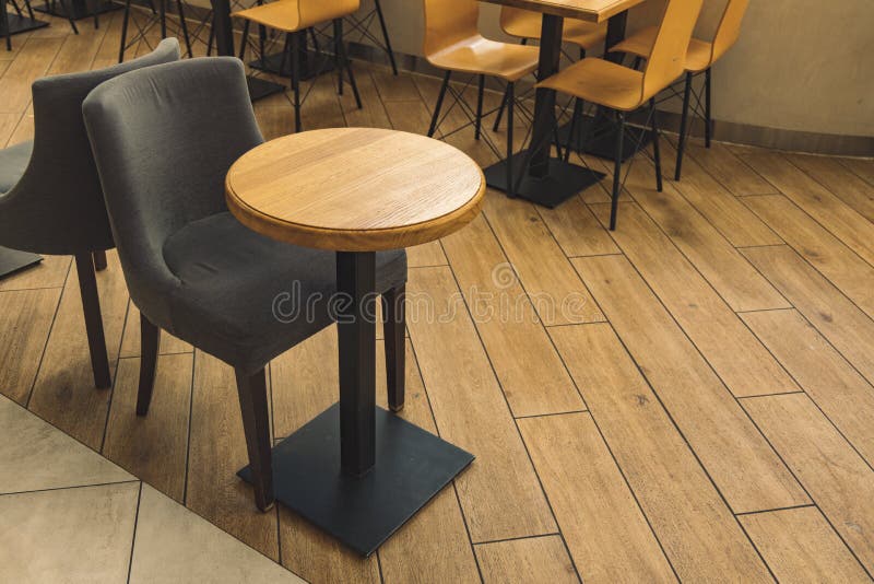 Hipster Style Cafe Interior, Circle Table and Empty Chair Stock Photo ...