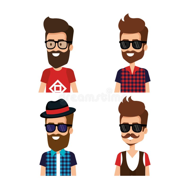 Hipster Style Group of Avatars Stock Vector - Illustration of design ...