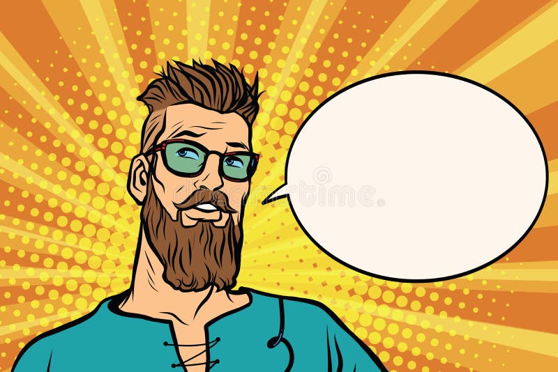 Thinking Man with Open Mouth Looking Up on Empty Bubble.Wow Men is ...