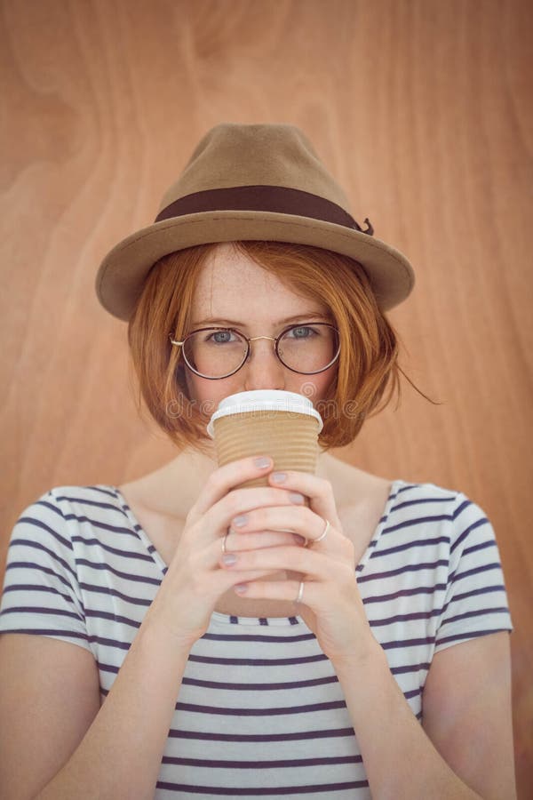 Hipster Woman with Red Hair Stock Image - Image of head, coffee: 66971531
