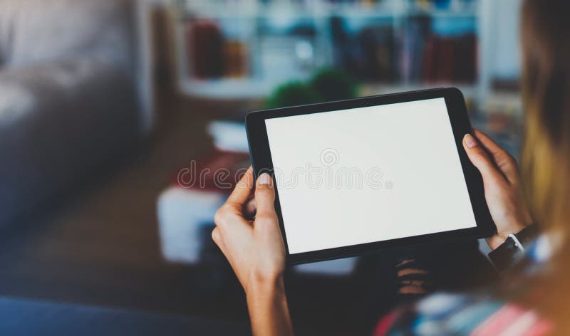 Hipster Working Mockup Screen Tablet Technology, Workplace at Home ...