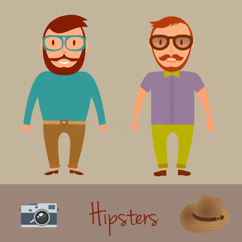 Hipsters Character Design. Two Hipster Style Young Mens. Vector ...